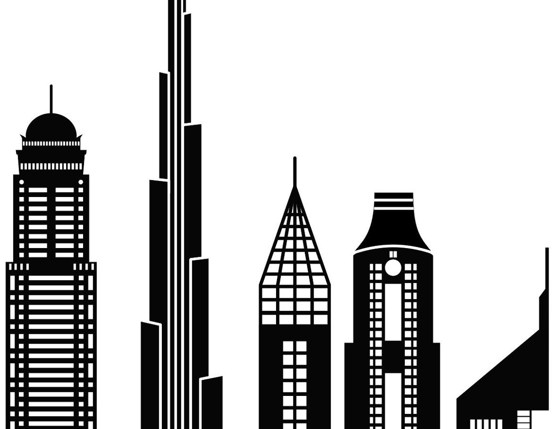 Dubai Skyline Digital Printable Vector Illustration Wall Art Print ...