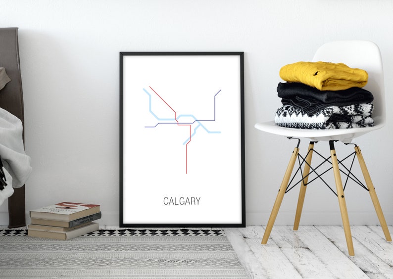 Calgary Metro Map Digital Printable Wall Art Print Download City Subway ...