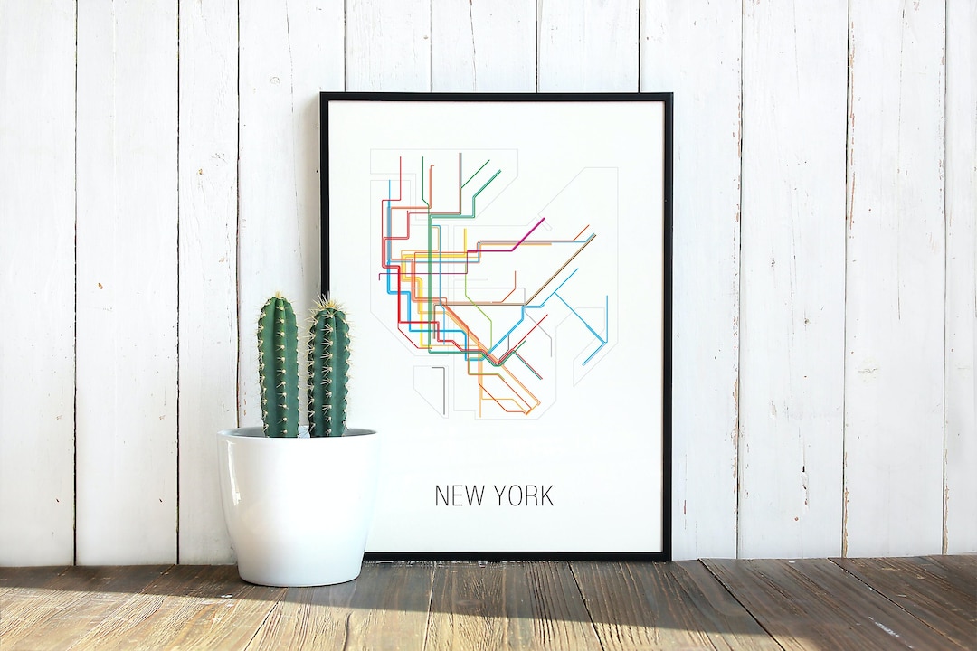 New York Metro Map Digital Printable Vector Illustration Wall Print ...