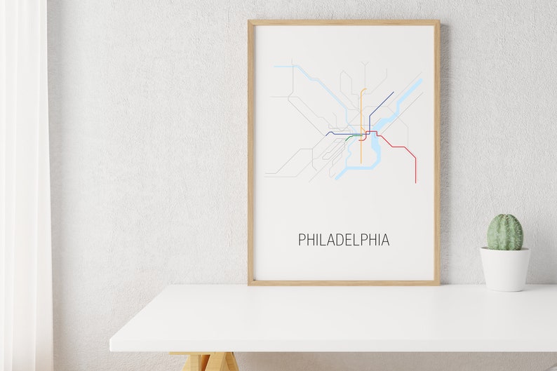 Philadelphia Metro Map Digital Printable Wall Art Print Download City ...