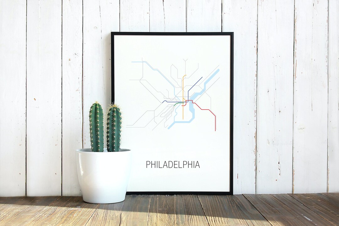 Philadelphia Metro Map Digital Printable Wall Art Print Download City ...