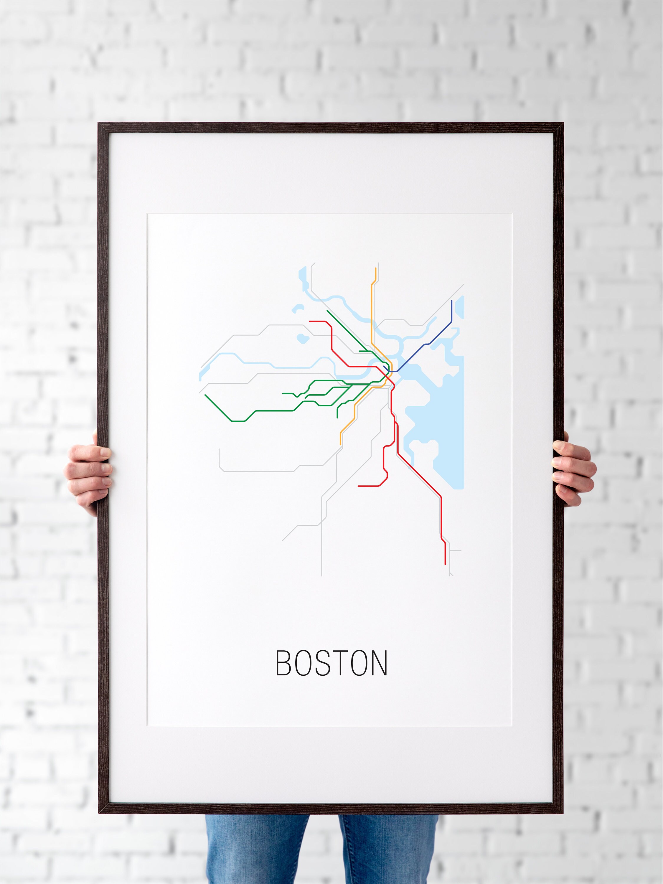 Boston Metro Map Digital Printable Vector Illustration Wall Art Print ...