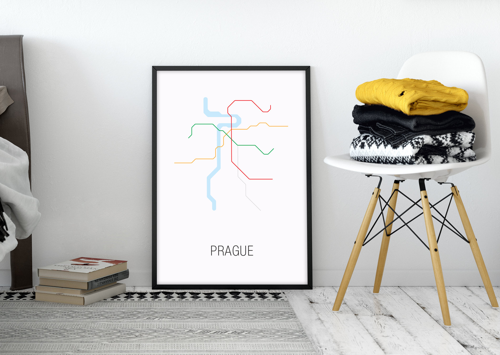 Prague Metro Map Digital Printable Wall Art Print Download City Subway ...