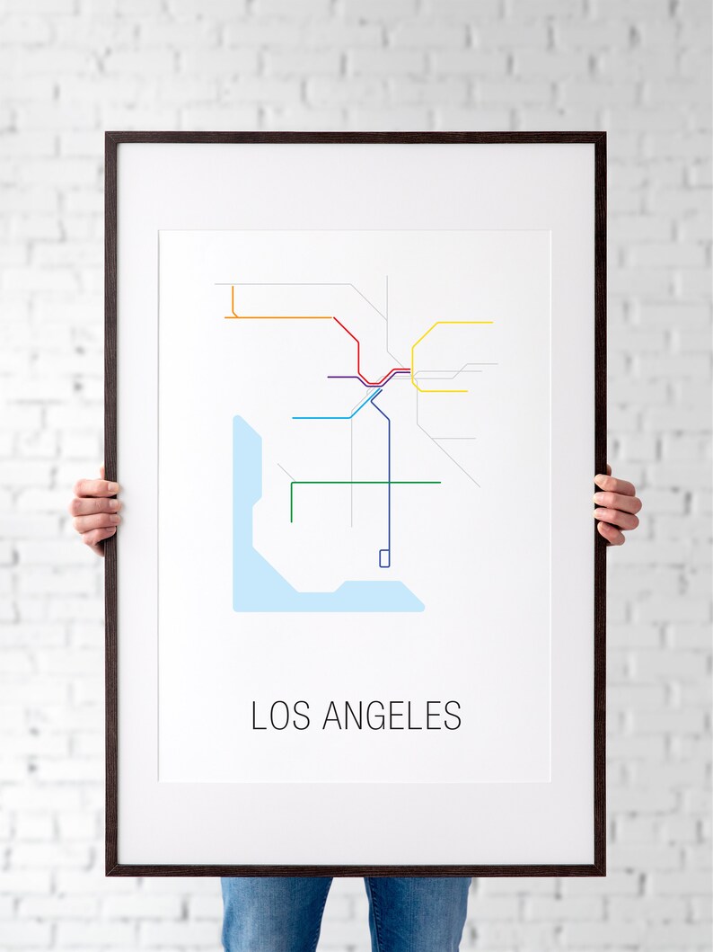 Los Angeles Metro Map Digital Printable Wall Art Print - Etsy