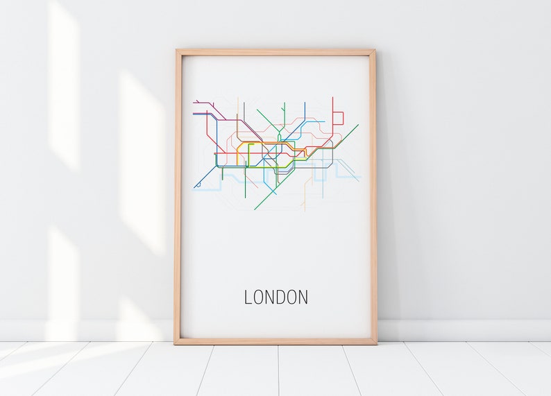 London Metro Map Digital Printable Vector Illustration Wall Print ...