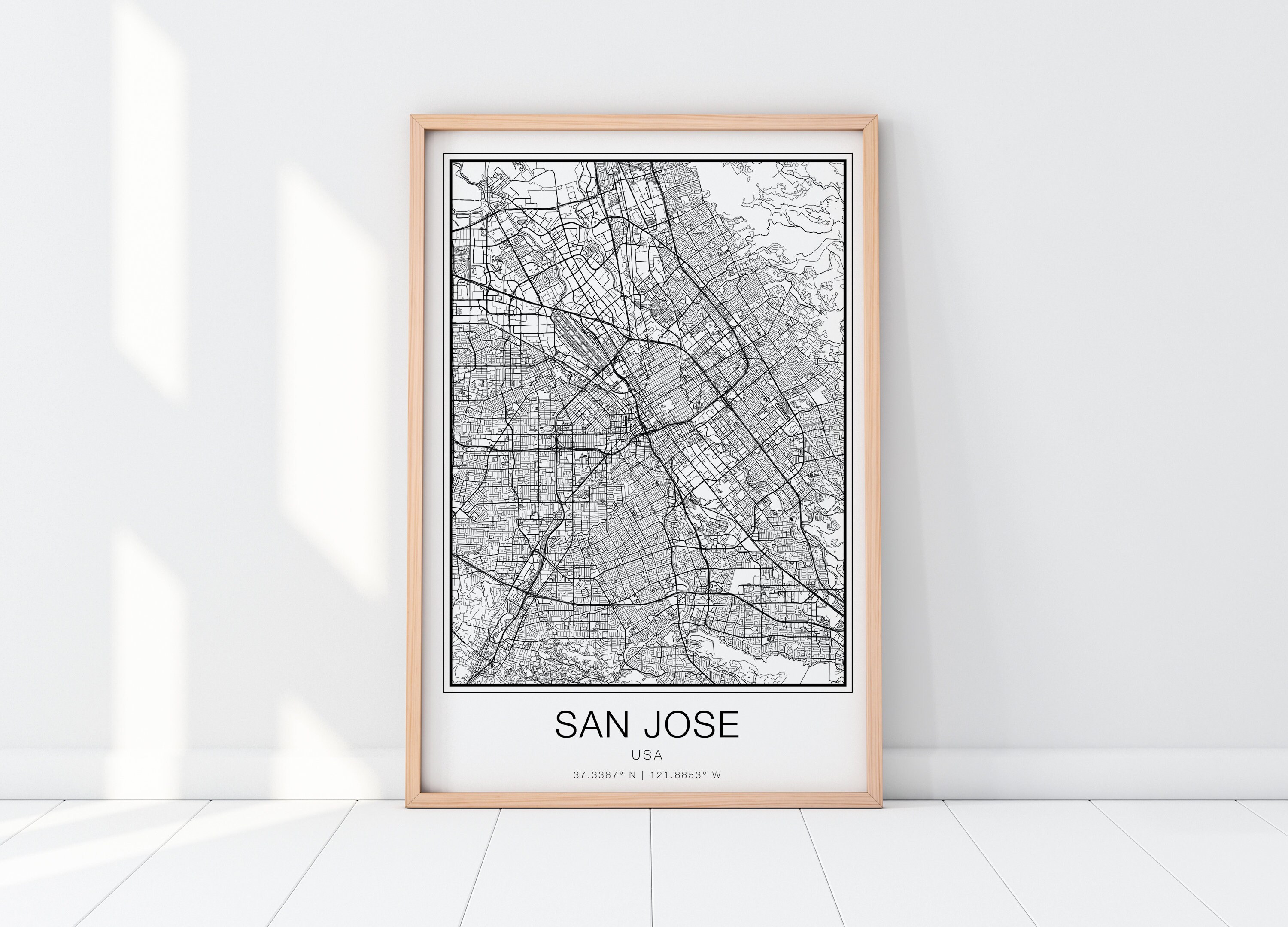 San José mapa de la ciudad imprimir Imprimir Póster de arte de pared ...