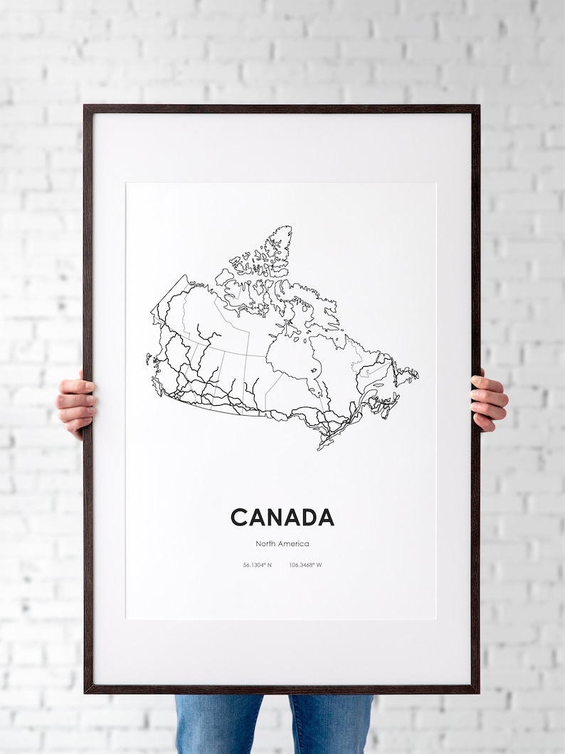 Canada Country Road Map Digital Printable Vector Illustration Wall Art ...