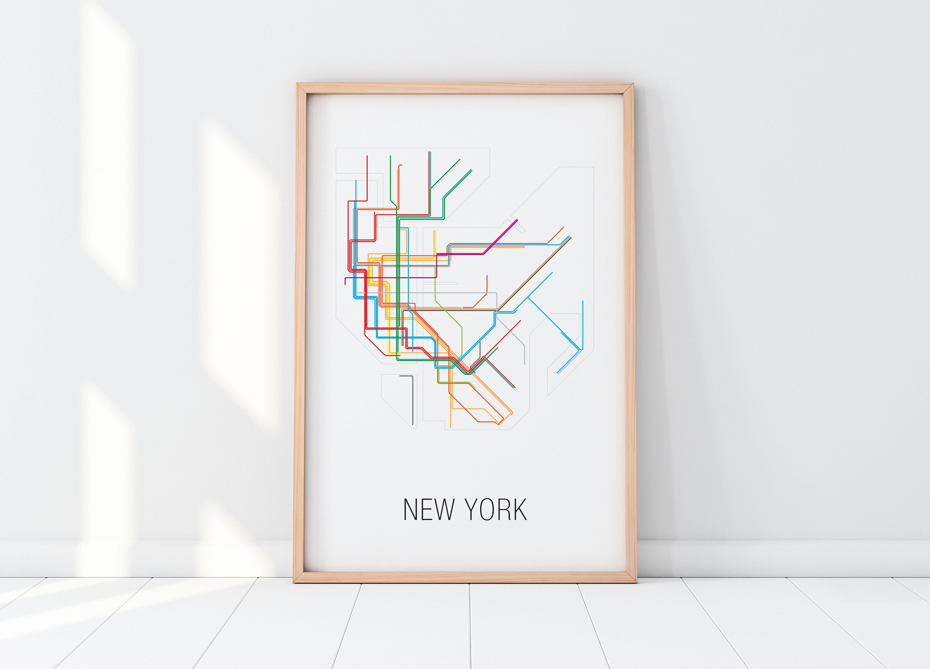 New York Metro Map Digital Printable Vector Illustration Wall Print ...