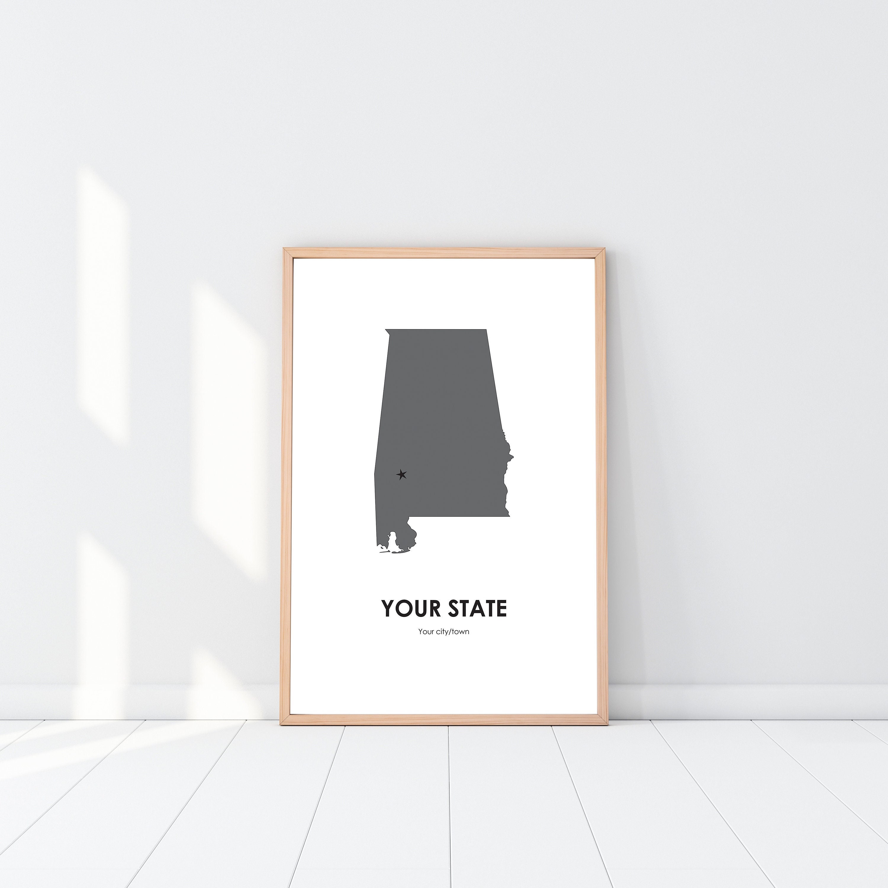 Custom State Map Digital Printable Vector Illustration Wall - Etsy