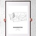 Washington State Map Digital Printable Vector Illustration Wall Art ...