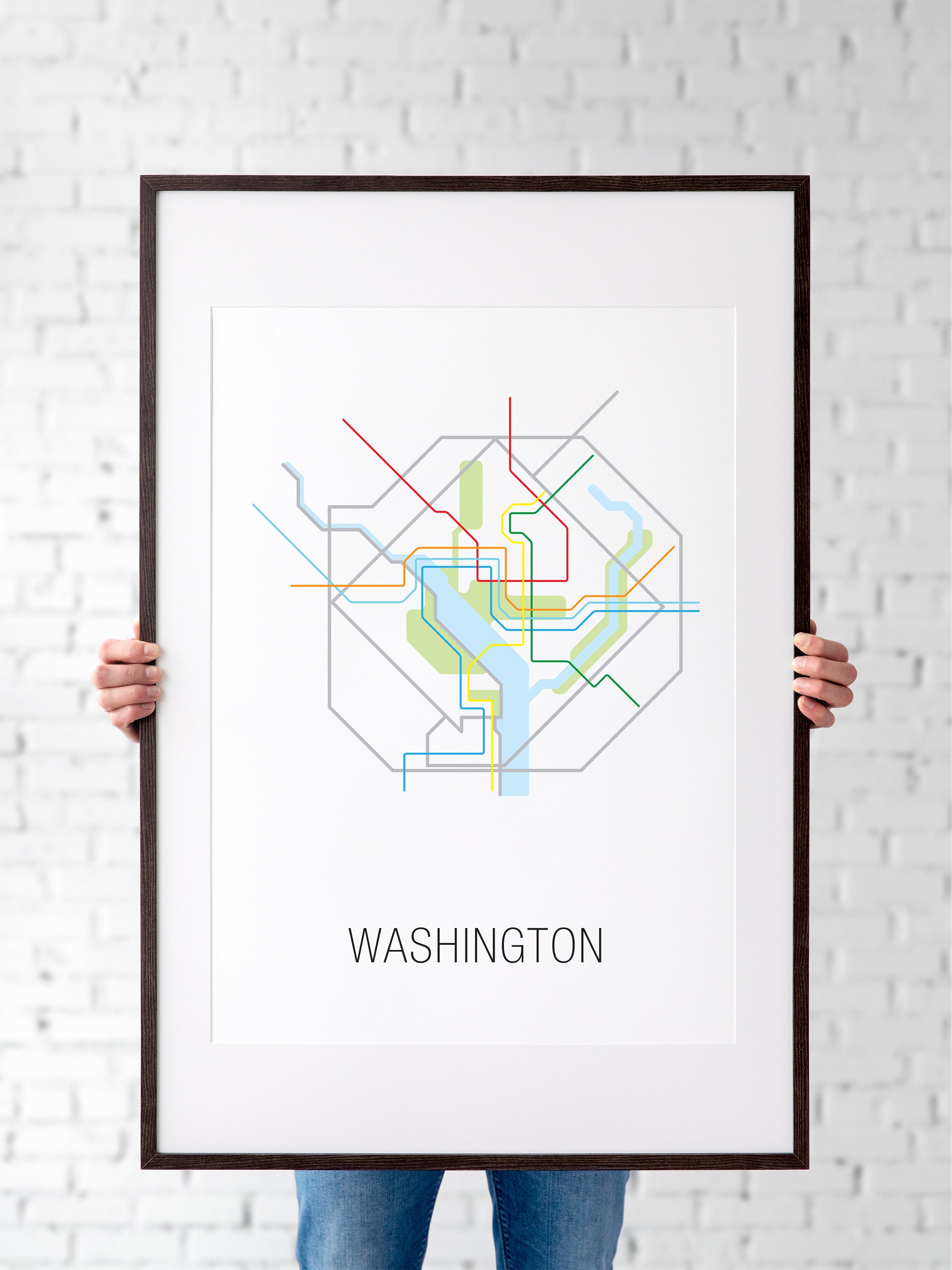 Washington DC Metro Map Digital Printable Wall Art Print Download City ...