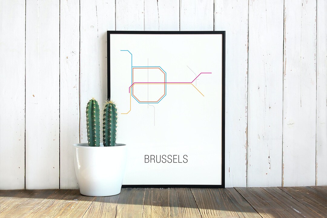 Brussels Metro Map Digital Printable Wall Art Print Download City ...