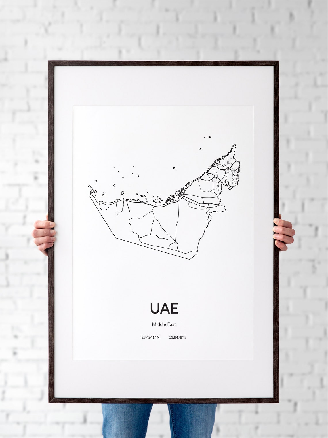 UAE Country Road Map Digital Printable Vector Illustration Wall Art ...