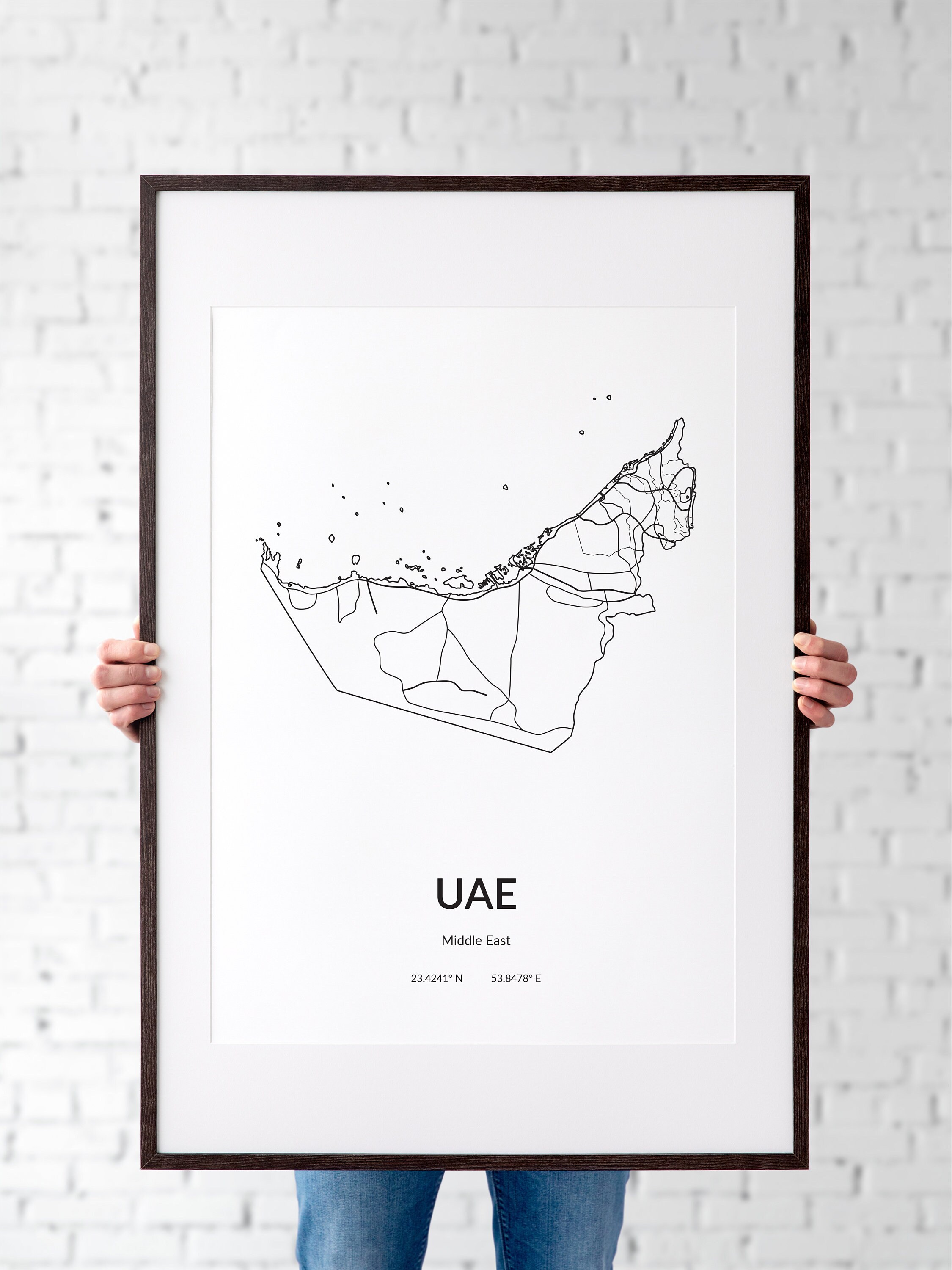UAE Country Road Map Digital Printable Vector Illustration Wall Art ...