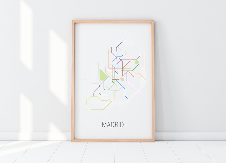 Madrid Metro Map Digital Download - City Subway Poster With Europe ...