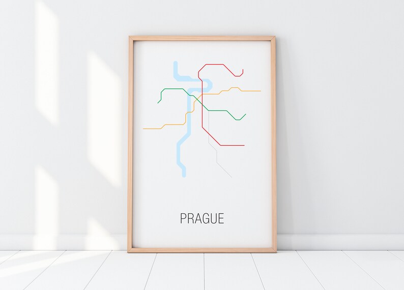 Prague Metro Map Digital Printable Wall Art Print Download City Subway ...