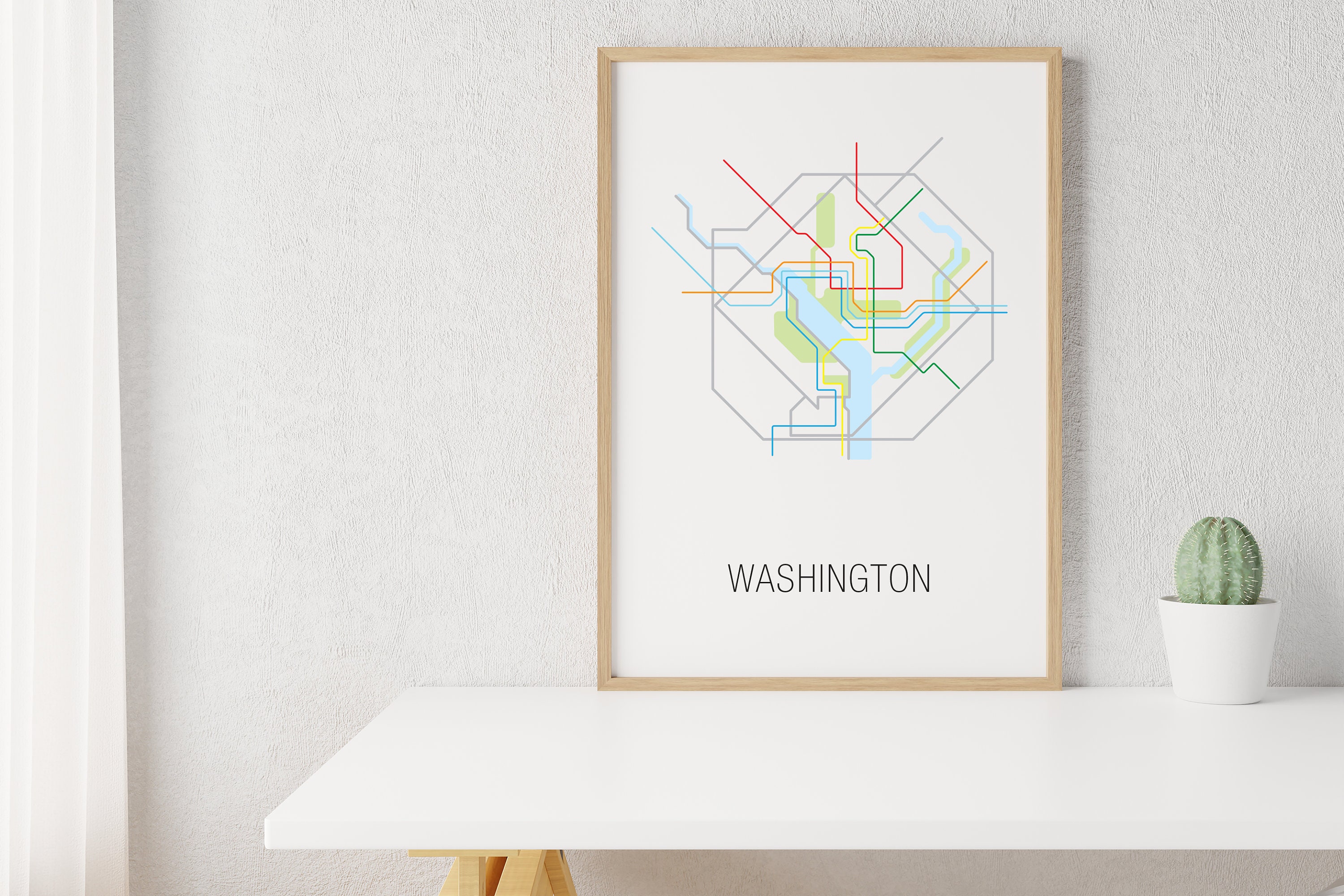 Washington DC Metro Map Digital Printable Wall Art Print Download City ...