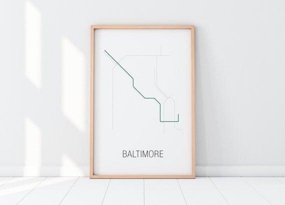 Baltimore Metro Map Digital Printable Wall Art Print Download - Etsy