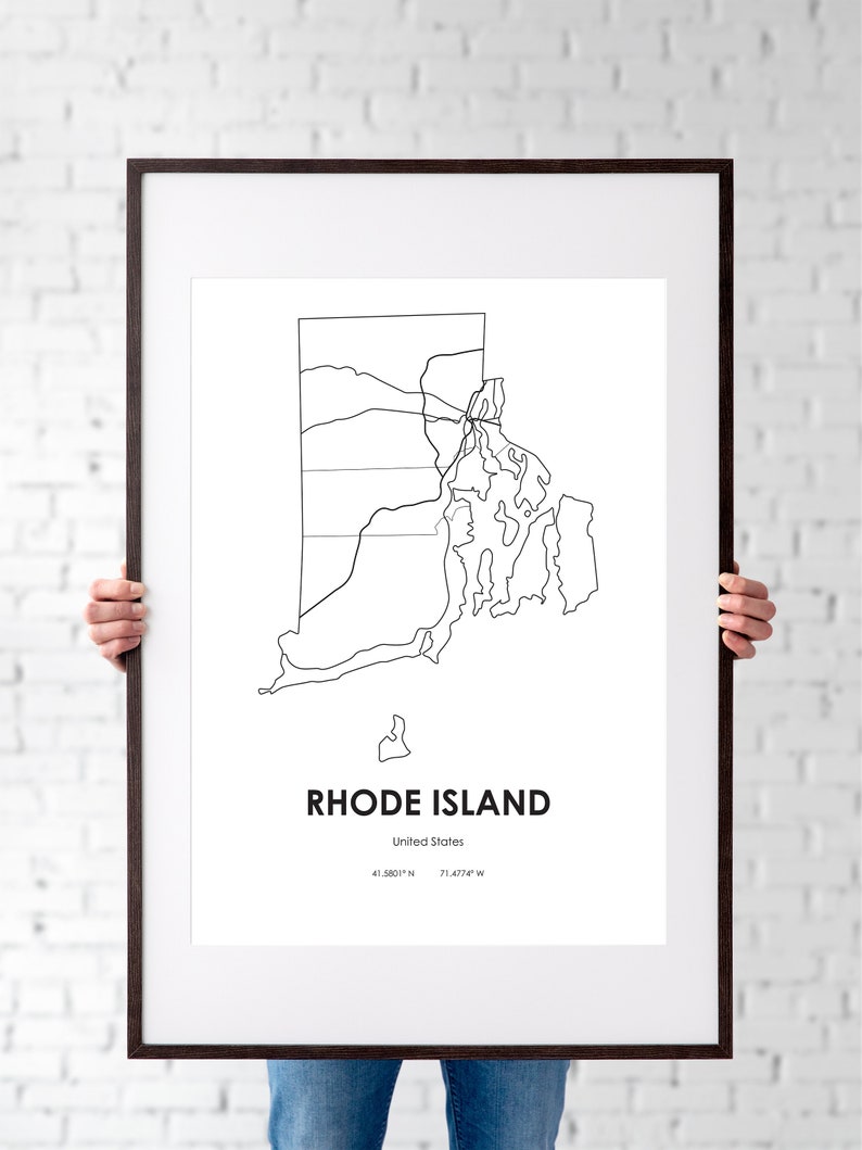 Rhode Island State Map Digital Printable Vector Illustration - Etsy