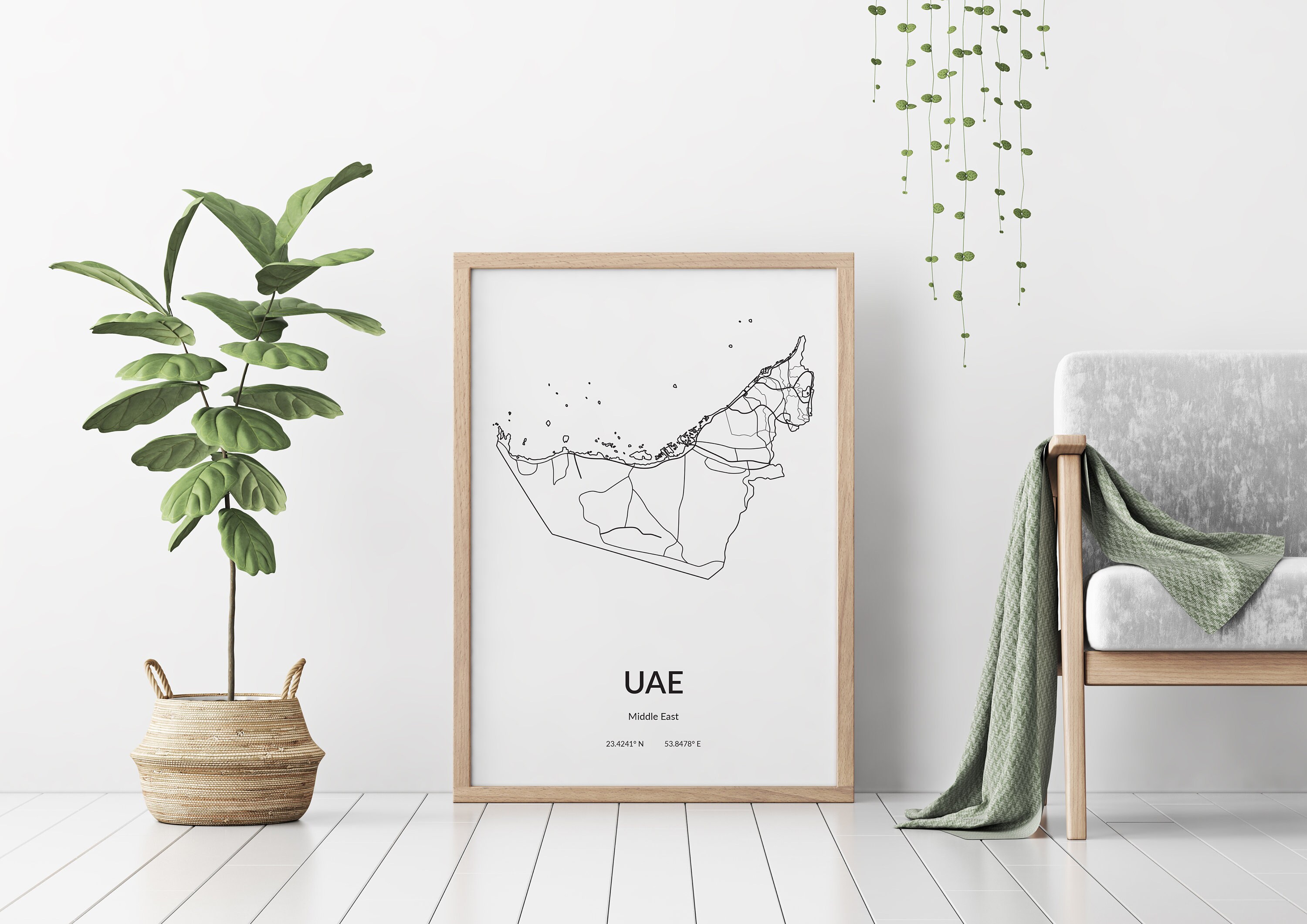 UAE Country Road Map Digital Printable Vector Illustration Wall Art ...
