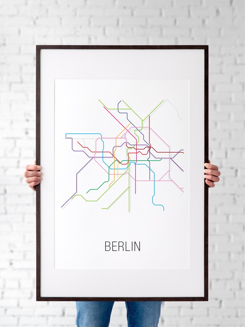 Berlin Metro Map Digital Printable Vector Illustration Wall Art Print Download City Subway ...