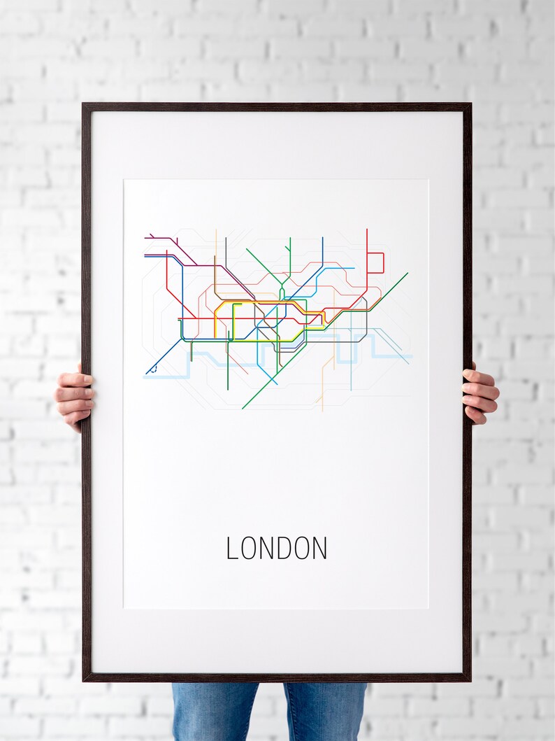 London Metro Map Digital Printable Vector Illustration Wall Print ...