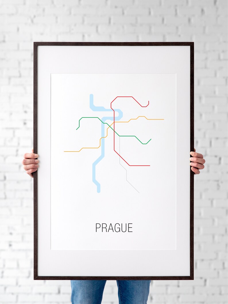 Prague Metro Map Digital Printable Wall Art Print Download City Subway ...