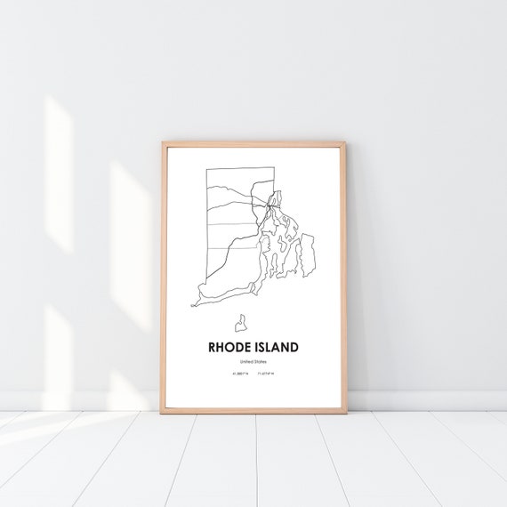 Rhode Island State Map Digital Printable Vector Illustration | Etsy