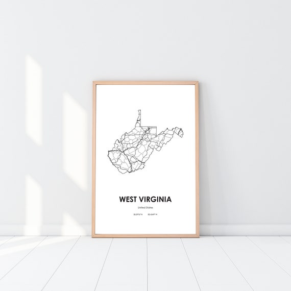 West Virginia State Map Digital Printable Vector | Etsy