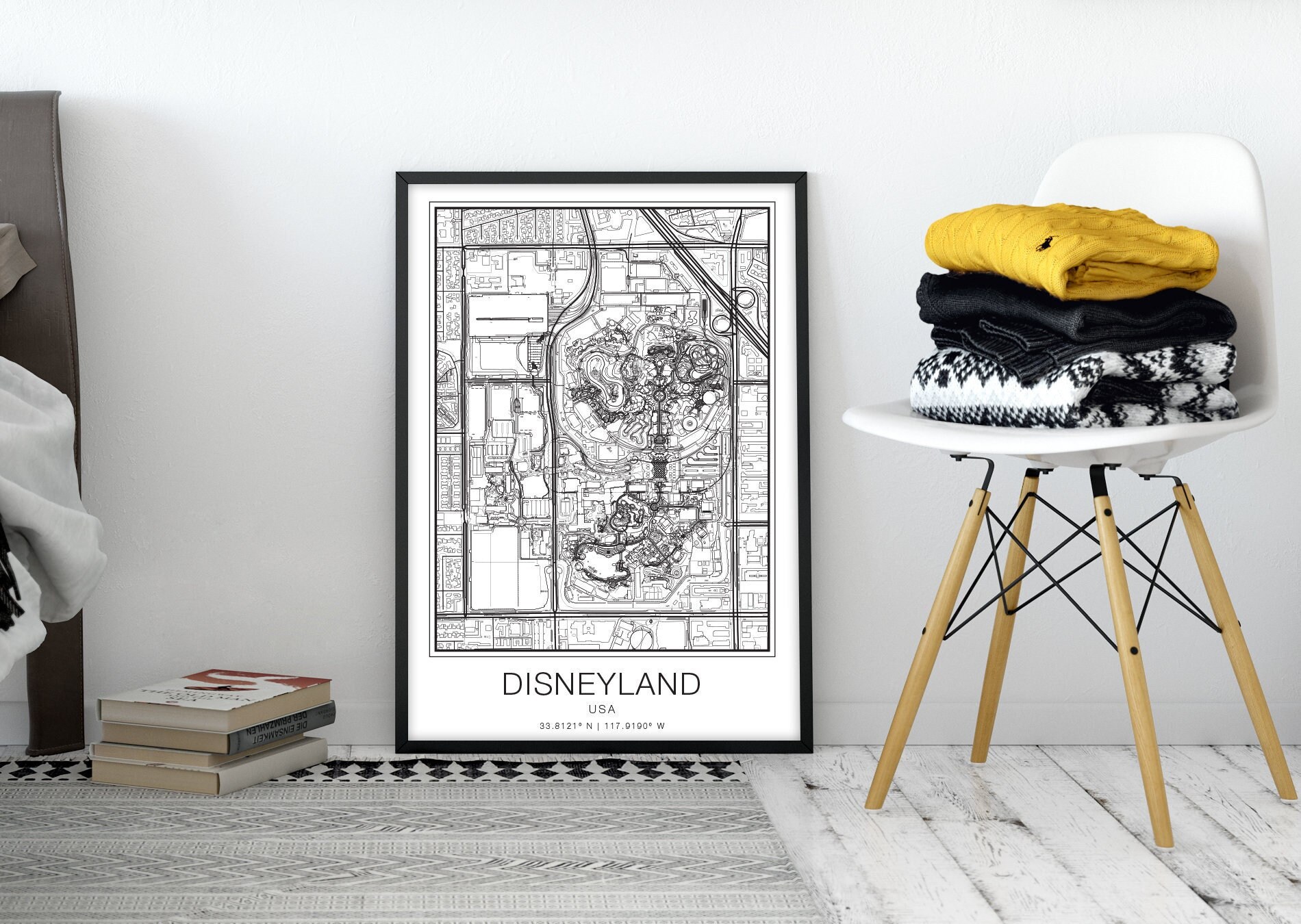 Disneyland Los Angeles City Park Map Print Printable Wall Art Poster ...