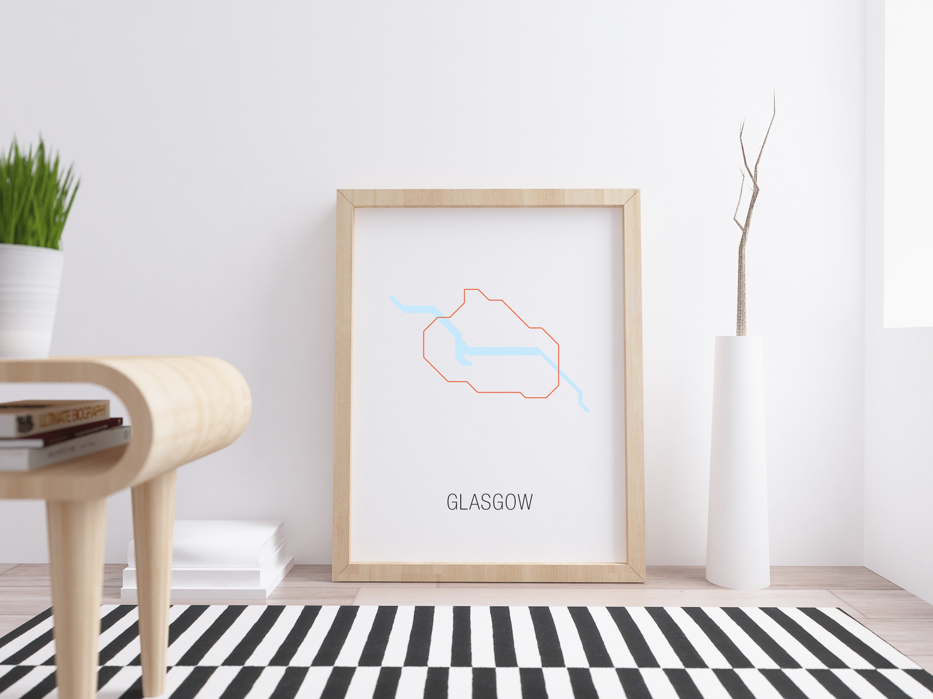 Glasgow Metro Map Digital Printable Wall Art Print Download City Subway ...