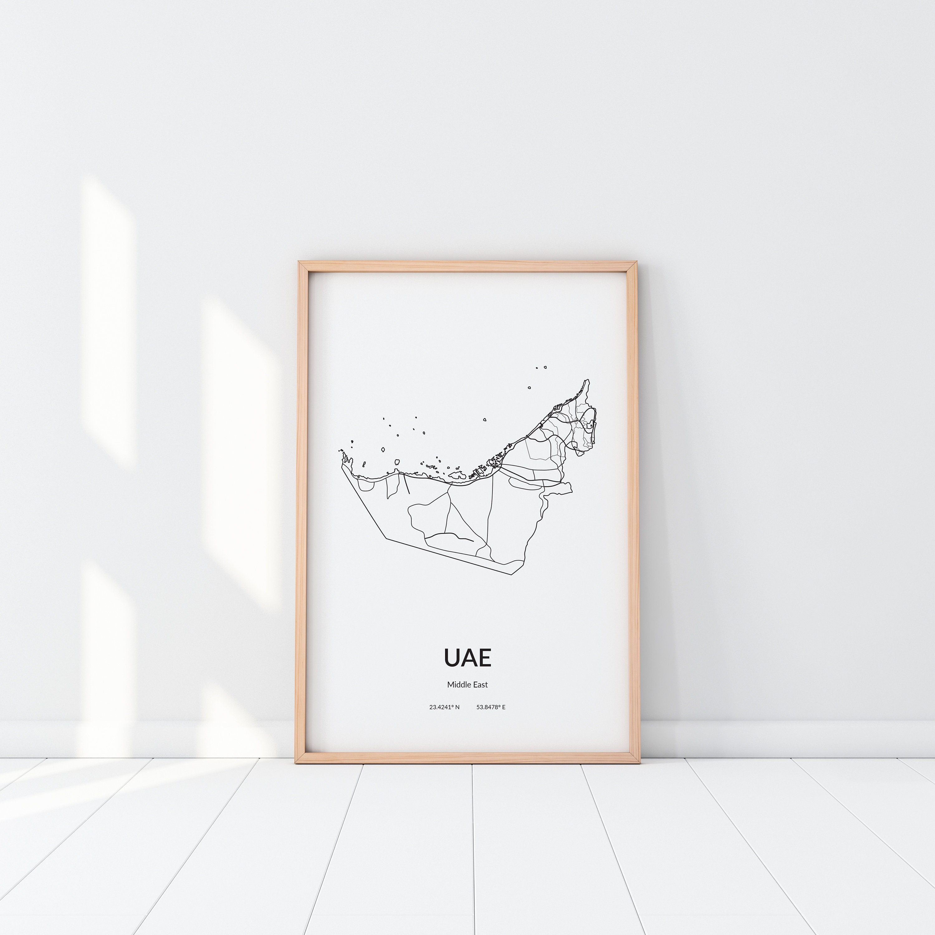 UAE Country Road Map Digital Printable Vector Illustration Wall Art ...