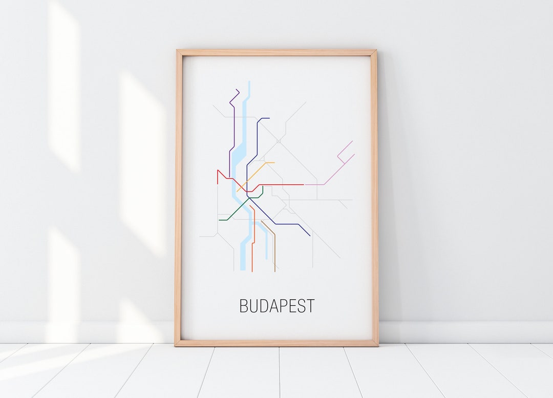 Budapest Metro Map Digital Printable Wall Art Print Download City ...