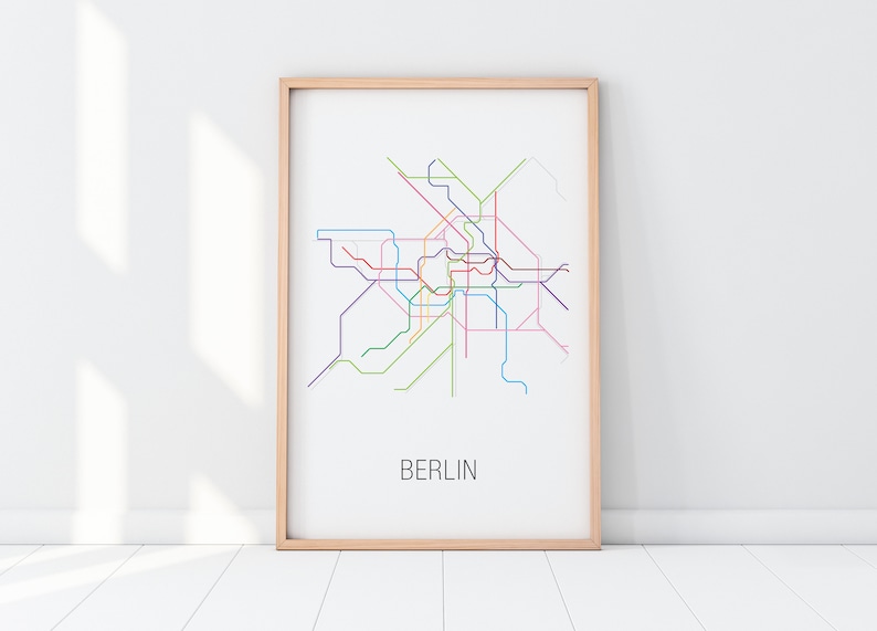 Berlin Metro Map Digital Printable Vector Illustration Wall Art Print ...