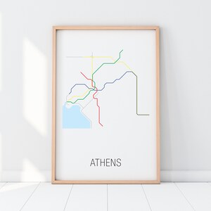 Athens Metro Map Digital Printable Vector Illustration Wall Art Print ...