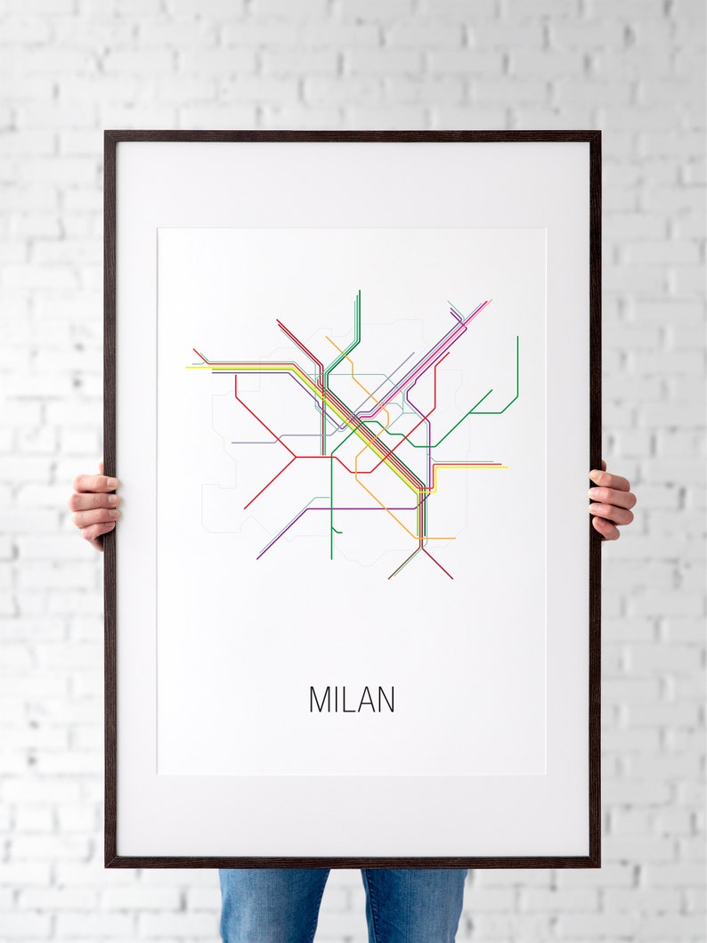 Milan Metro Map Digital Printable Vector Illustration Wall Print ...