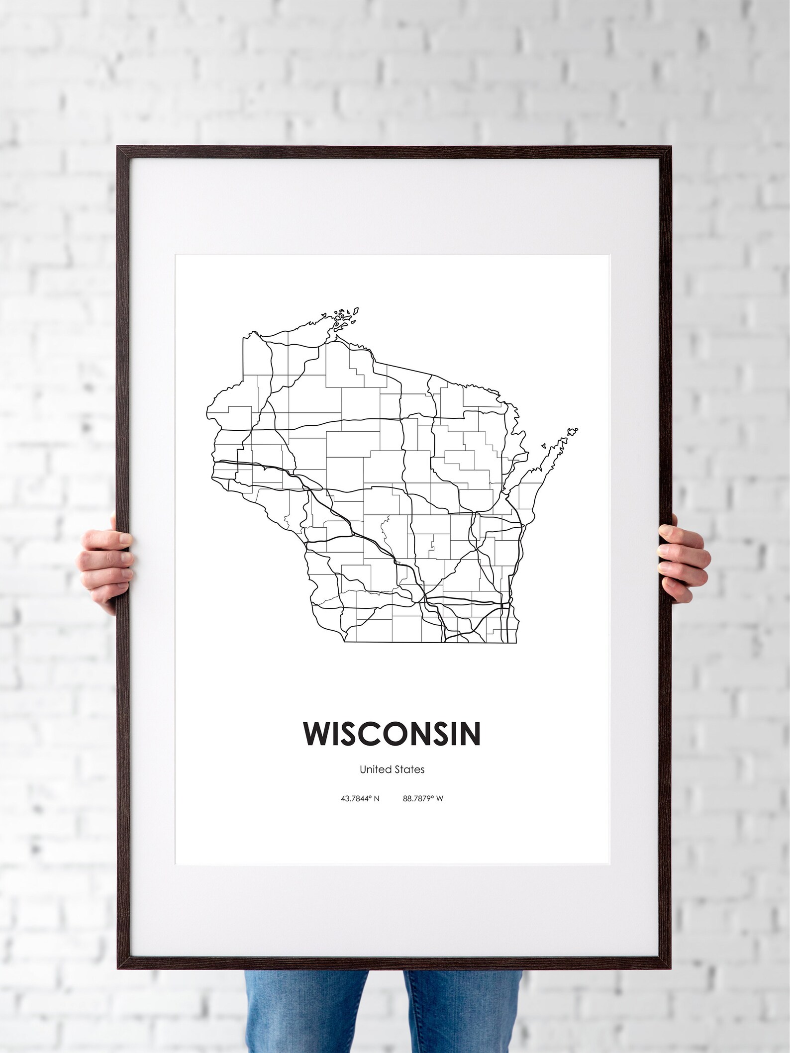 Wisconsin State Map Digital Printable Vector Illustration Wall Art ...