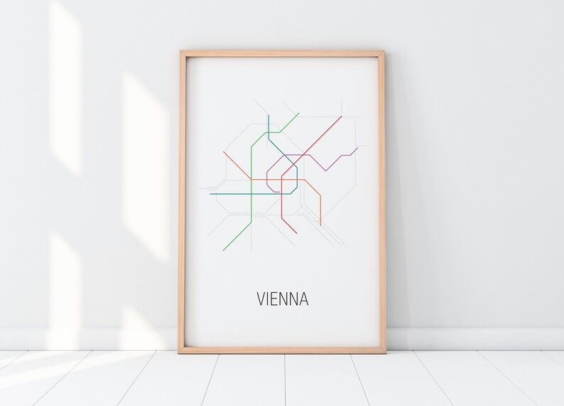 Vienna Metro Map Digital Printable Wall Art Print Download City Subway ...