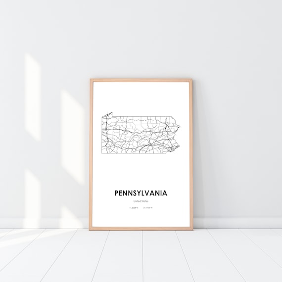 Pennsylvania State Map Digital Printable Vector Illustration | Etsy