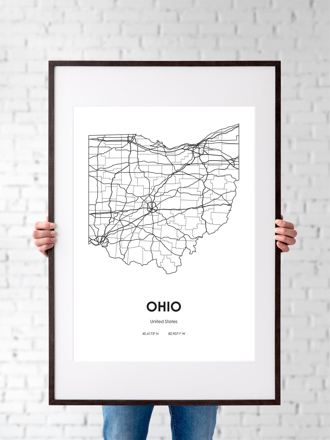 Ohio State Map Digital Printable Vector Illustration Wall Art Print ...