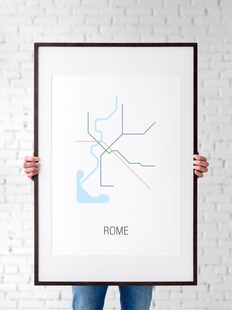 Rome Metro Map Digital Printable Wall Art Print Download City Subway ...