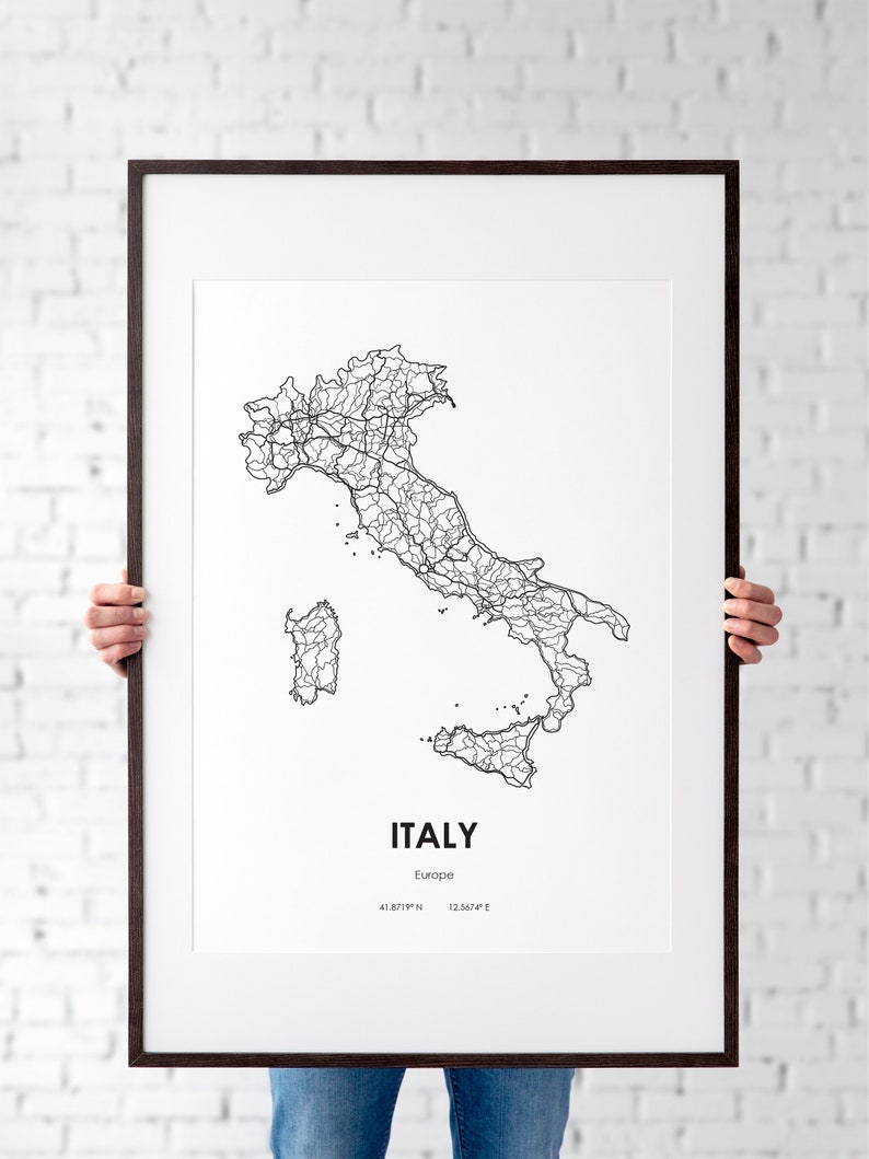 Italy Country Road Map Digital Printable Vector Illustration - Etsy