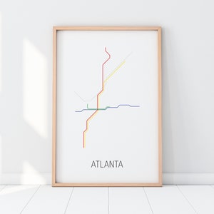 Atlanta Metro Map Digital Printable Wall Art Print Download City Subway ...