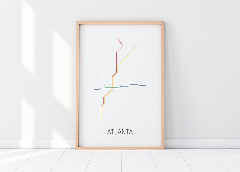 Atlanta Metro Map Digital Printable Wall Art Print Download City Subway ...