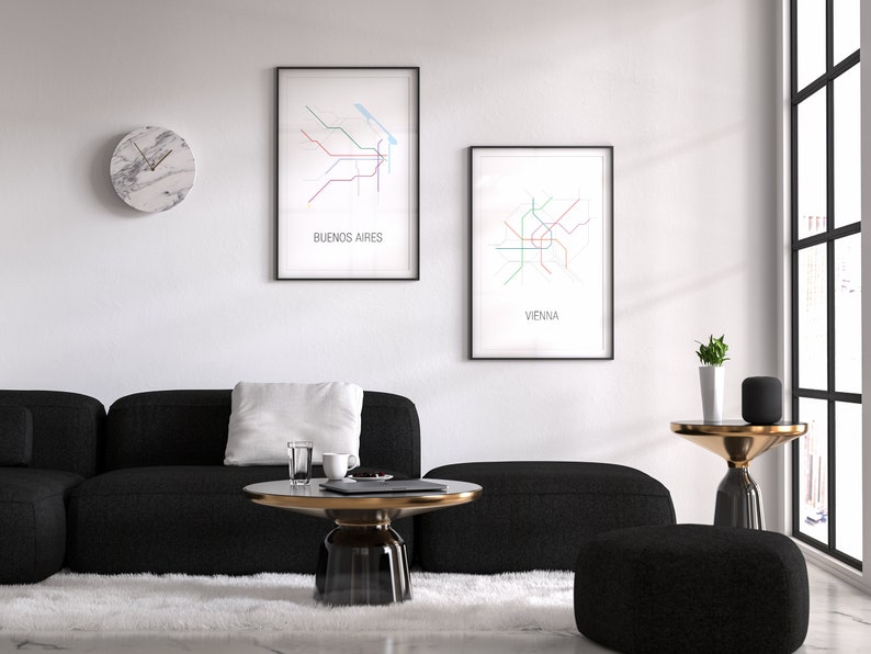 Glasgow Metro Map Digital Printable Wall Art Print Download City Subway ...