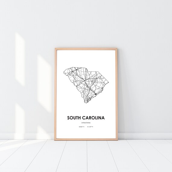 South Carolina State Map Digital Printable Vector | Etsy