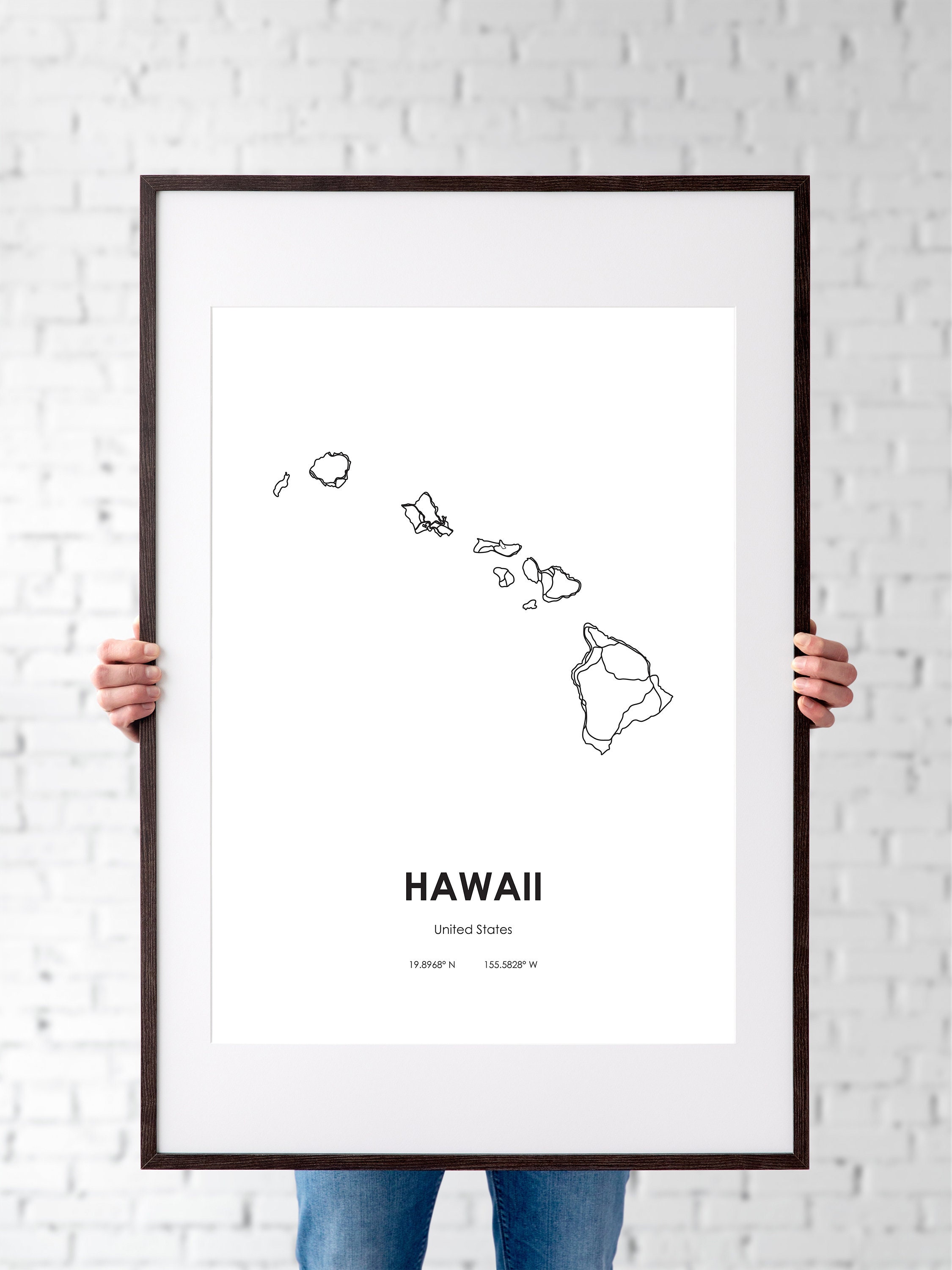 Hawaii State Map Digital Printable Vector Illustration Wall Art Print ...