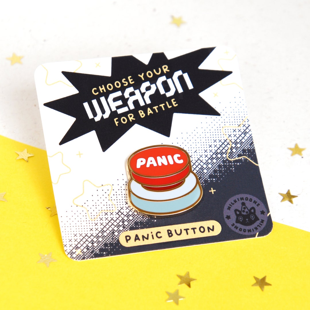 Panic Button Golden Hard Enamel Pin Funny Gift Idea / Choose Your ...