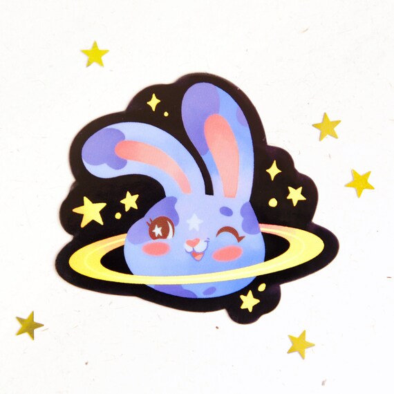 Stickers, Labels & Tags Holographic Vinyl Sticker Space Bunny Stickers ...