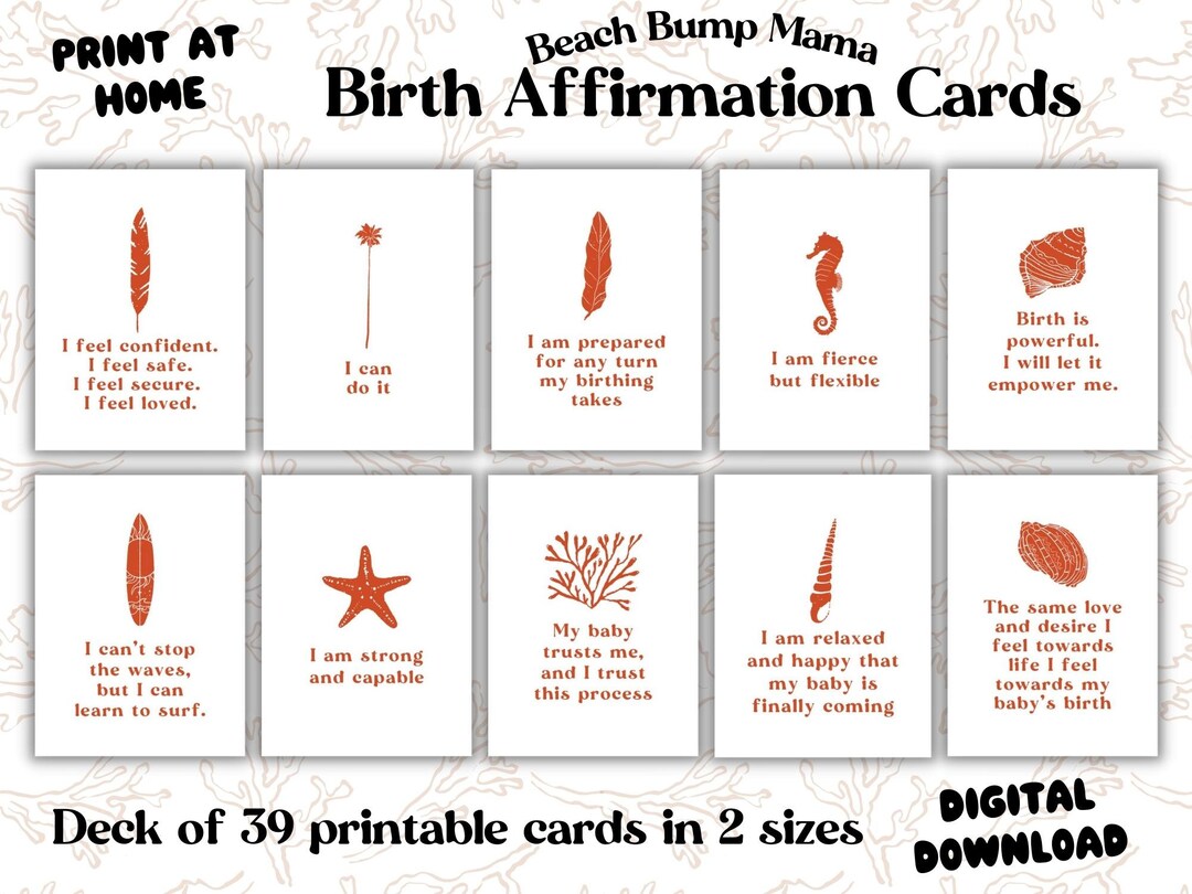Beach Bump Mama Birth Affirmation Cards Deck of 39 Positive Birth ...